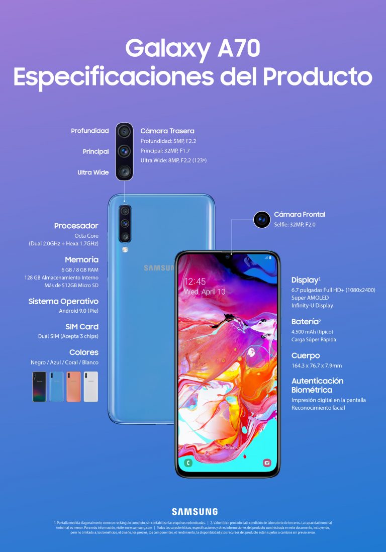 [Infografía] Galaxy A70: especificaciones técnicas – Samsung Newsroom Argentina
