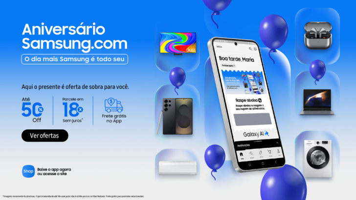 Samsung.com celebra cinco anos com até 50% de desconto e vantagens exclusivas no site e no app ...