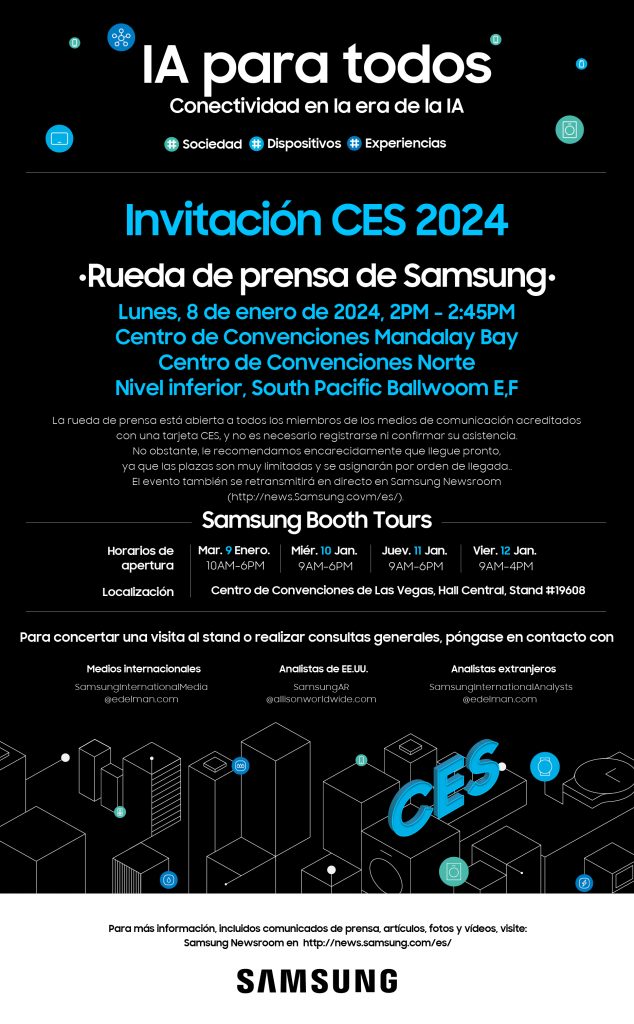 [Invitación] Rueda de prensa de Samsung en CES 2024 ‘IA para todos: Conectividad en la era de la ...