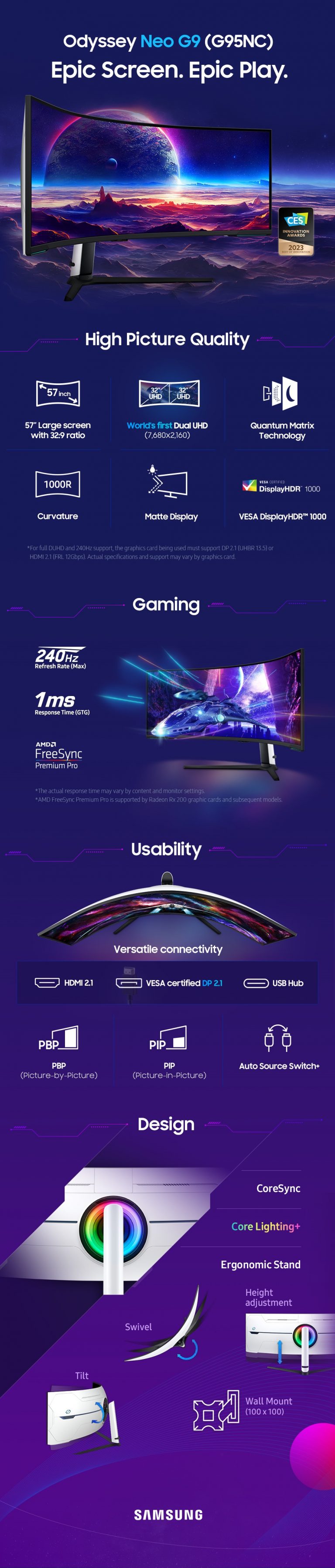 [Infographic] Odyssey Neo G9 Specs: The World’s First Dual UHD Monitor – Samsung Global Newsroom