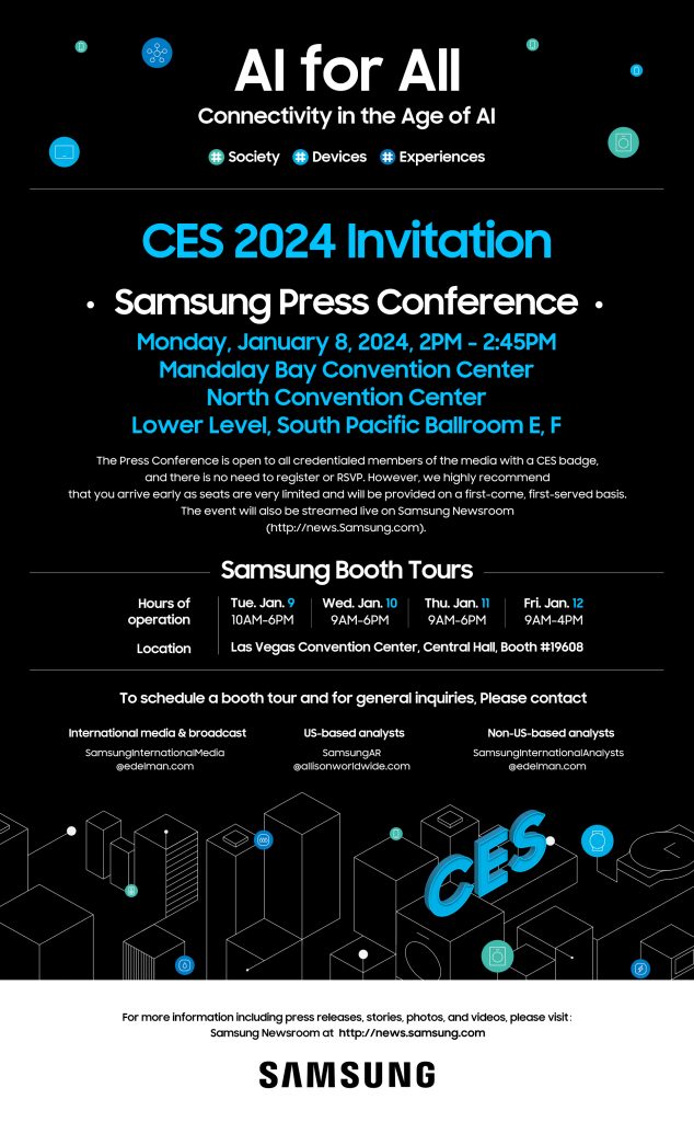 [Undangan] Konferensi Pers Samsung di CES 2024 ‘AI for All: Konektivitas di Era AI’ – Samsung ...