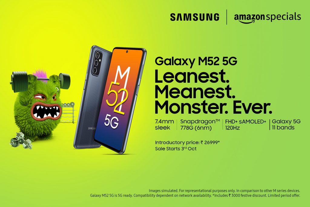 Samsung Launches Galaxy M52 5G in India, its #LeanestMeanestMonsterEver ...