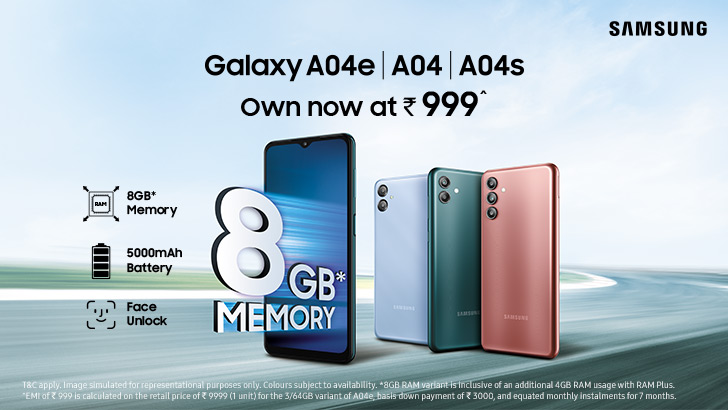 Samsung Expands Entry Segment Portfolio with Galaxy A04 and Galaxy A04e; Fast Performance with ...