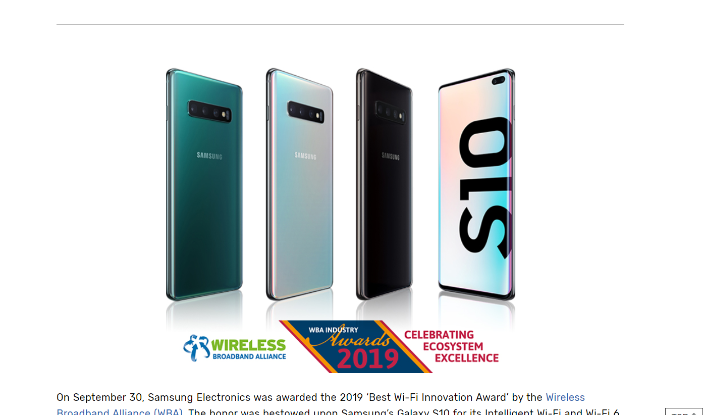 Samsung vince il primo premio nella categoria ‘Best Wi-Fi Innovation ...