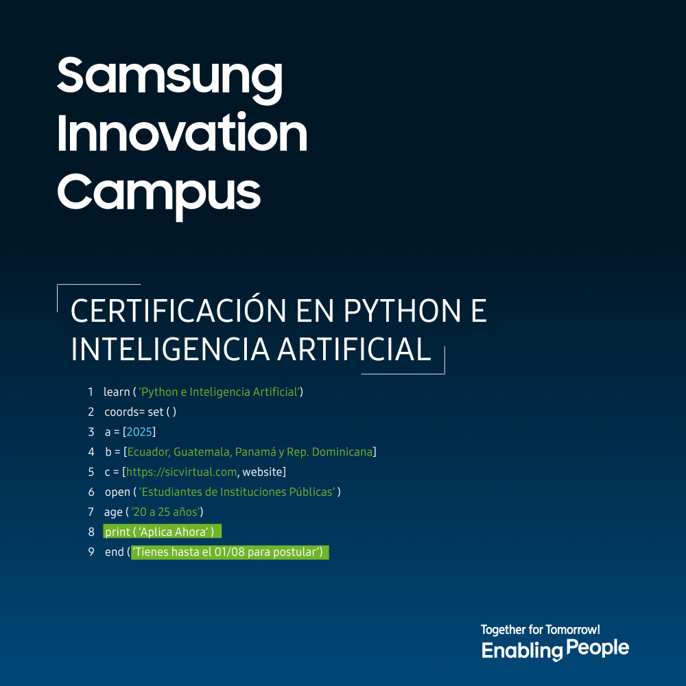 Samsung Innovation Campus abre convocatoria para certificación en Python e Inteligencia ...