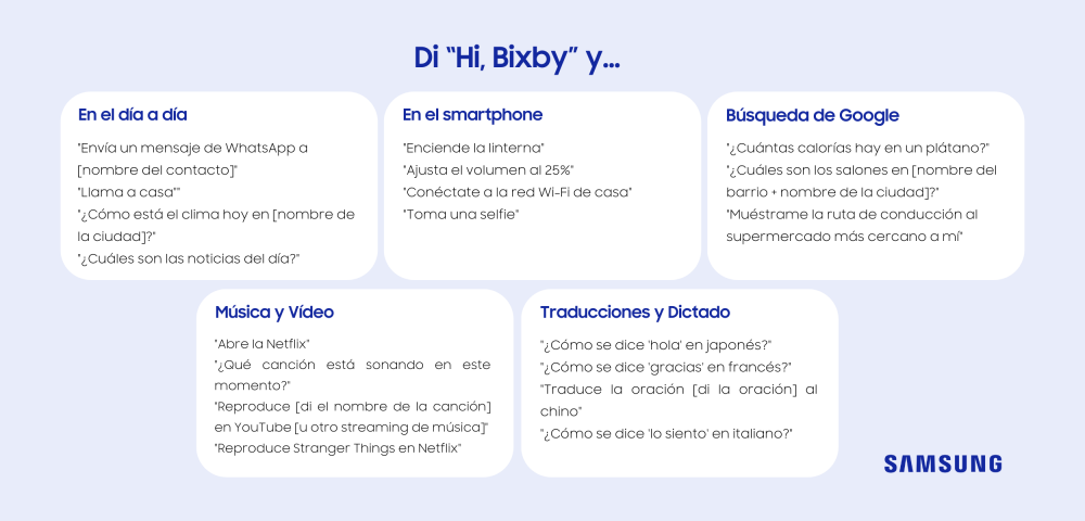 Conoce los comandos de Bixby, el asistente de voz de Samsung, que ...