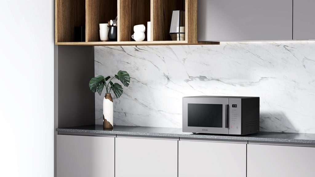 Complete your kitchen’s look with the new Samsung Bespoke Microwave ...